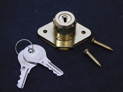 DESK OFFICE DRAWER CABINET LOCK BRASS 7/8"DIA x 3/4"L Cylinder (Keyed ...