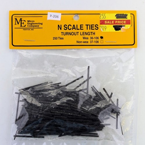 Micro Engineering Co 36-106 N Scale Ties Turnout Length 250 Ties ...