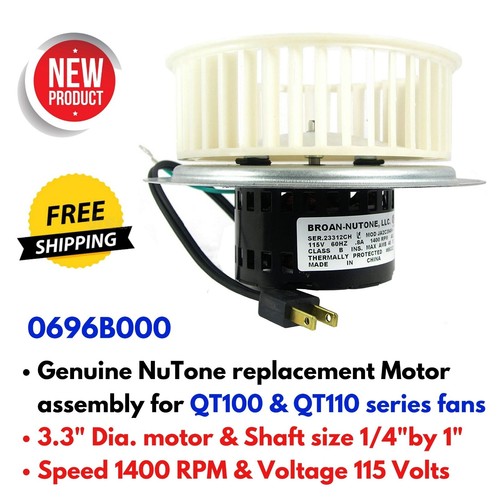 Bathroom Vent Exhaust Fan Motor Assembly Replace Broan NuTone QT100 ...
