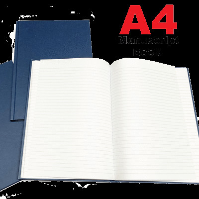 A4 MANUSCRIPT BOOK 96 LEAF 192 PAGES LINED HARDBACK NOTEPAD QUALITY ...