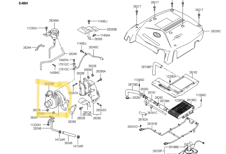 282004A480 Genuine TURBO CHARGER For Hyundai Grand Starex, H1 /Fedex | eBay