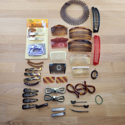 Vintage 80s Hair Combs- Banana Clips- Barrettes- Accessories Lot | eBay
