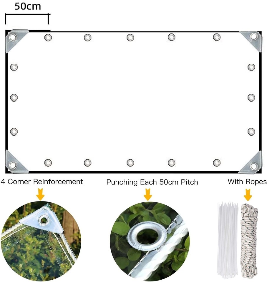 Transparente Plane mit Ösen Wasserdicht PVC Reißfeste Abdeckplane ...
