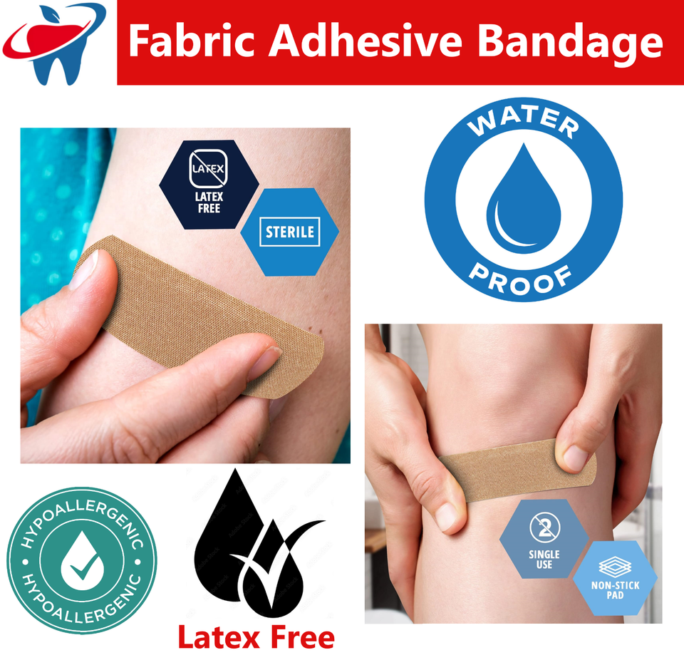Fabric Bandaid Adhesive Bandages Band-Aid Strip Knuckle 3" Wound ...