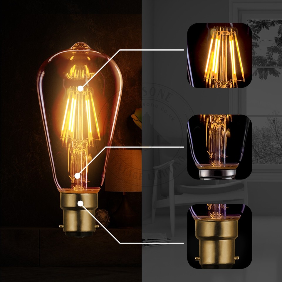 Antique Style Edison Vintage LED Light Bulbs A+Industrial Filament Lamp ...