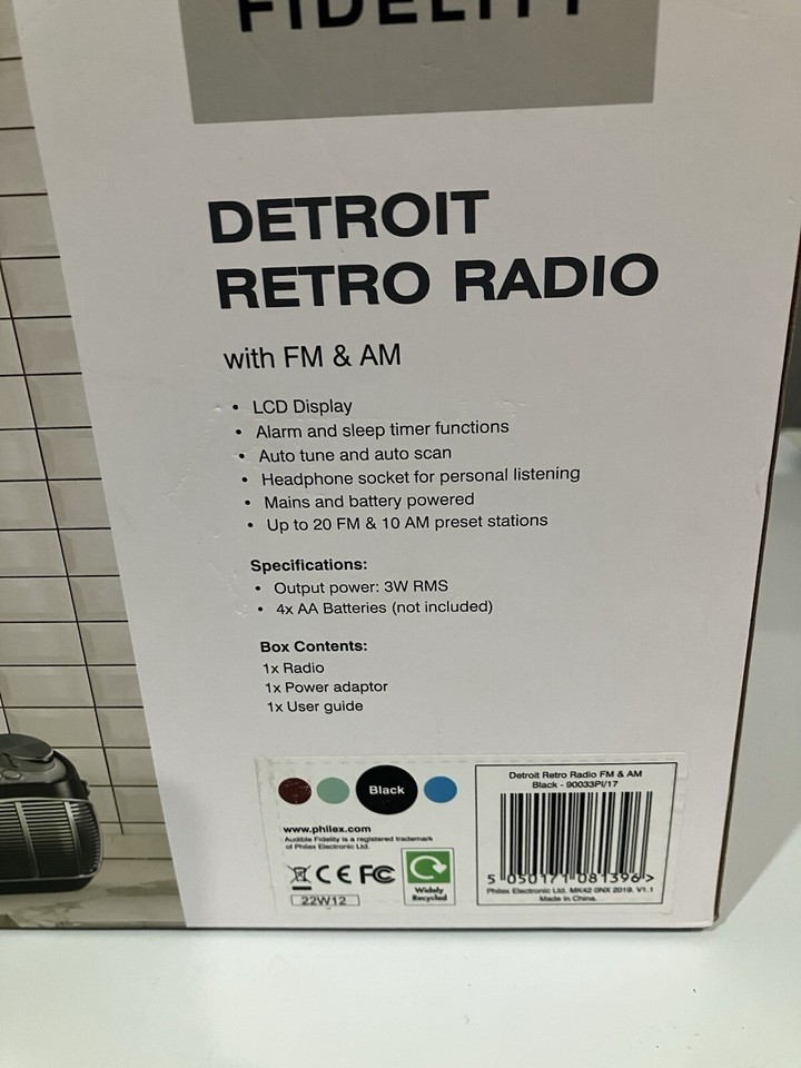 Detroit Retro Radio AM & FM in Black - New | eBay