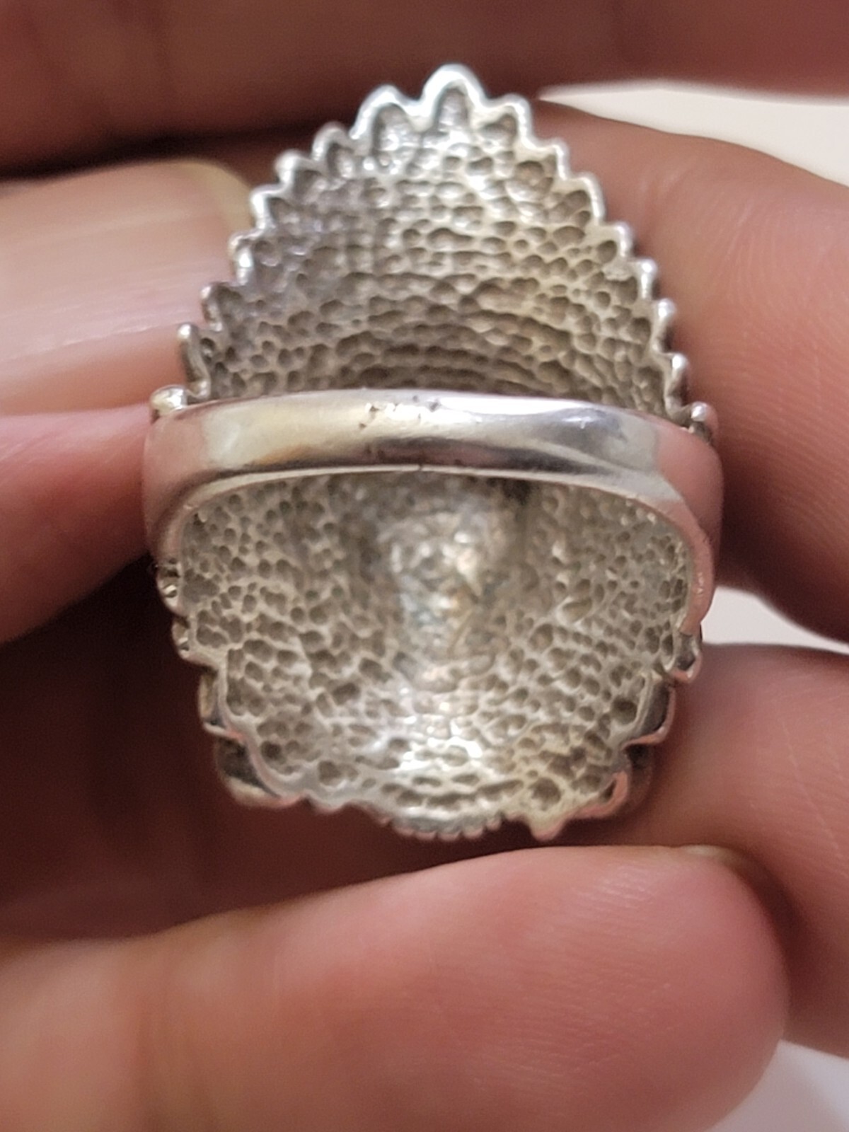 Native American Navajo Indian Head Ring By Ted Ott - Gem