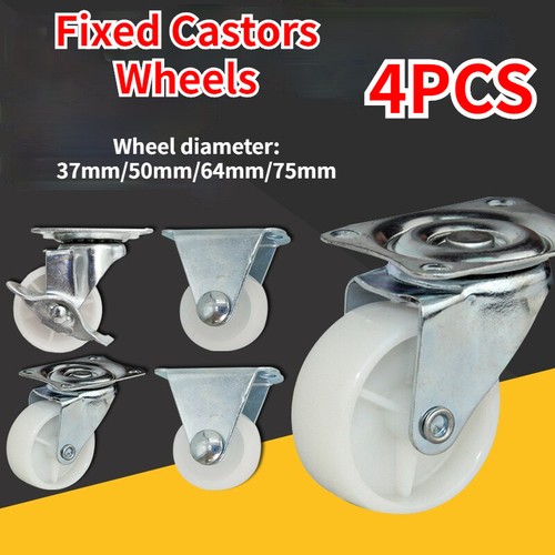 4x Furniture Casters Wheels Fixed Swivel Universal for Trolley Chair ...
