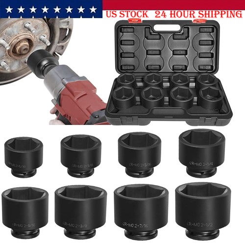 8pcs 3/4" Drive Jumbo Large Impact Socket Set 6 Point SAE 2-1/16" to 2 ...