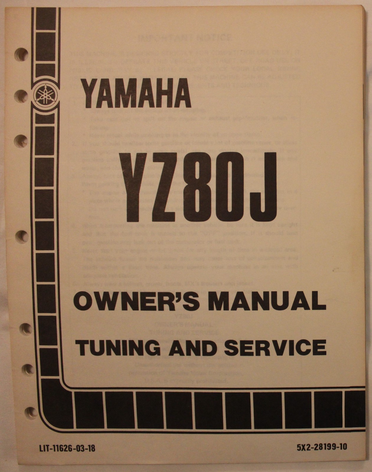 m Original 1981 Yamaha YZ80J Owner's Manual Tuning and Service | eBay