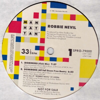 Robbie Nevil Dominoes PROMO 12" | eBay