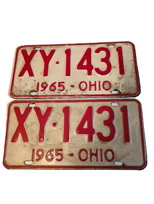 VINTAGE 1965 OHIO MEDlTAL LICENSE PLATE PAIR # XY 1431 | eBay