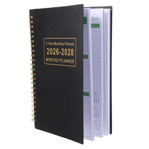 Monthly Planner Notebook 2026-2028 Academic Calendar Planner A5 Black ...
