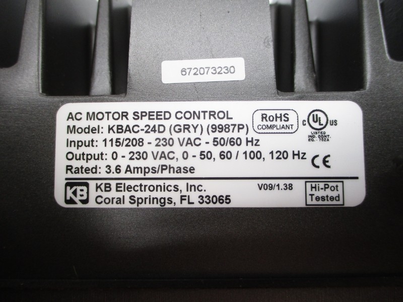 KB ELECTRONICS KBAC-24D (GRY) (9987P) 115/208-230VAC 3.6A NSNP | eBay