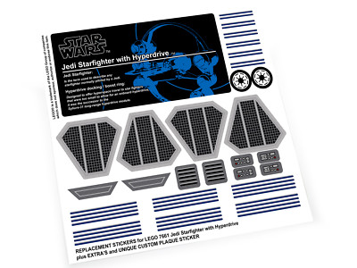 CUSTOM STICKERS for Set 7661 Jedi Starfighter with Hyperdrive , MODELS ...