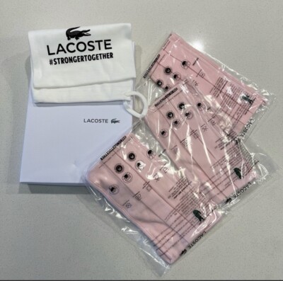 LACOSTE 3-Piece Cotton Flamingo Pink Facemask + Drawstring Pouch ...