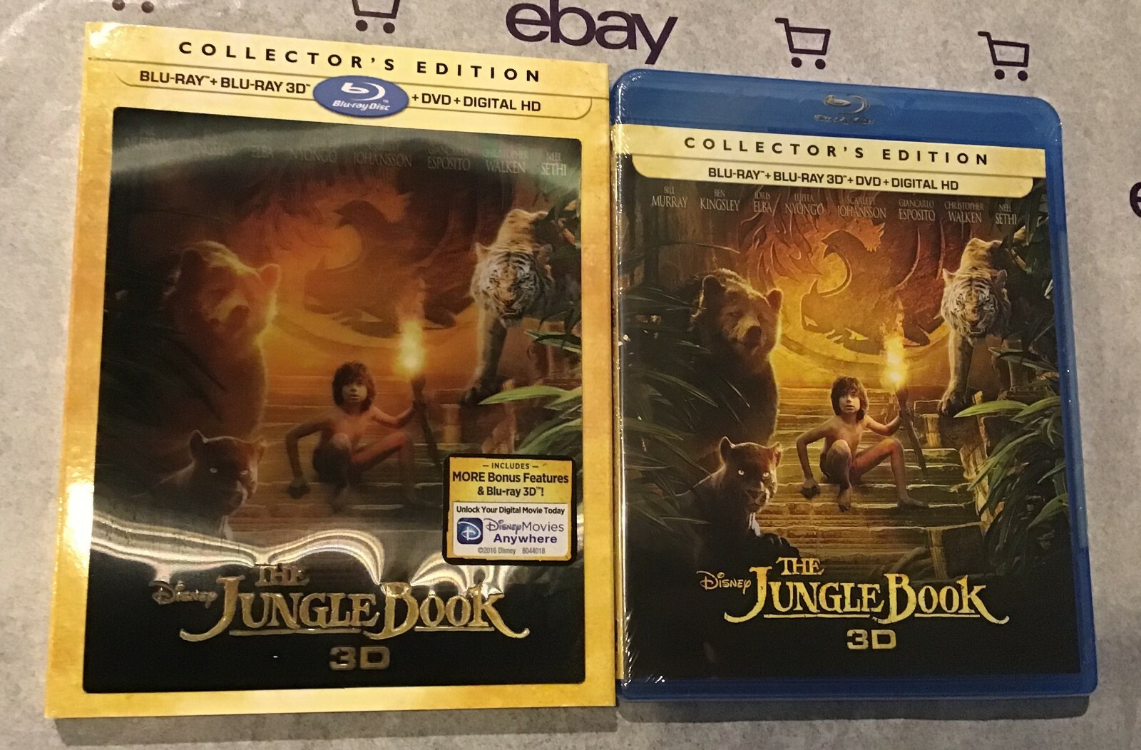 Jungle Book (Blu-Ray + 3D Blu-ray + DVD + Digital HD) + Lenticular Slip ...