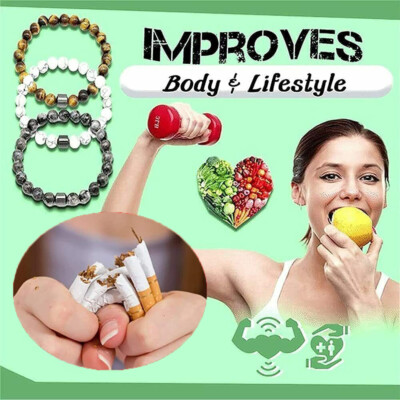 Triple Protection Smoking Cessation Bracelets 8MM Anti Smoke Bracelets ...