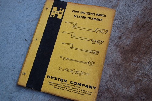HYSTER Trailer Service Repair Parts Maintenance Lubrication Manual book ...