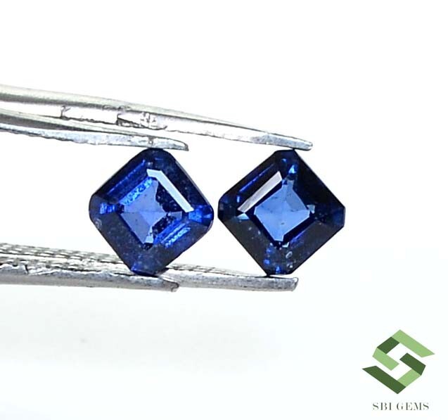 4x4 mm Natural Blue Sapphire Octagon Cut Pair 0.88 CTS Faceted Loose ...