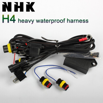 NHK H4 Wire Harness Fit xenon LED Projector Lens Headlight Retrofit ...