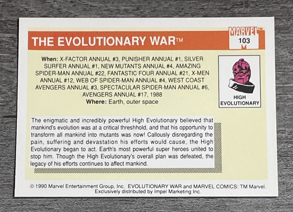 The Evolutionary War 1990 Marvel Comics Universe Series 1 #103 *K823 ...