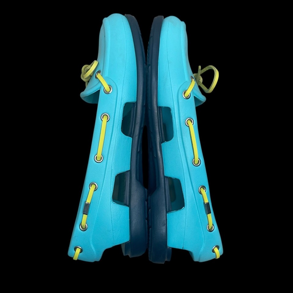 Crocs Beach Line Turquoise Green Boat Shoes Womens 6 Bow Slip On Loafer ...