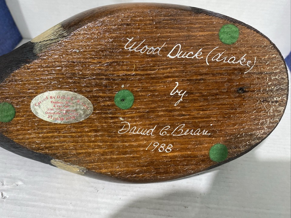 1988 DAVID BERARI CARVED MALLARD DRAKE DUCK DECOY | eBay