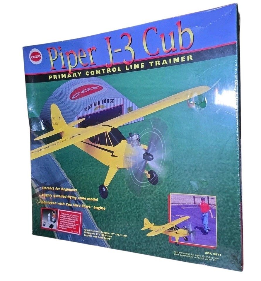 Vintage Cox Piper J-3 Cub Primary Control Line Trainer Gas Powered ...