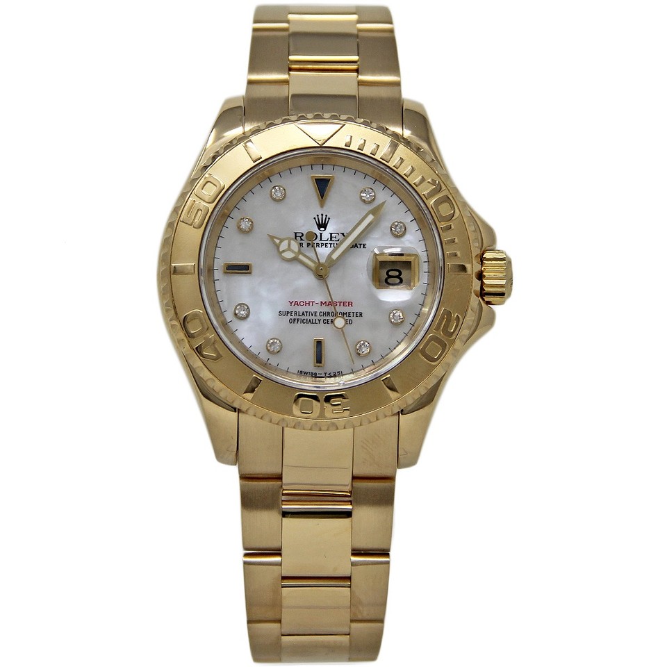 Rolex Yacht-Master Gold Men's 40mm 16628 (custom MOP Diamond Dial ...