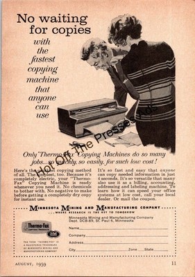 1959 Thermo-Fax Copying Machine Ad – 3M Minnesota Mining ...