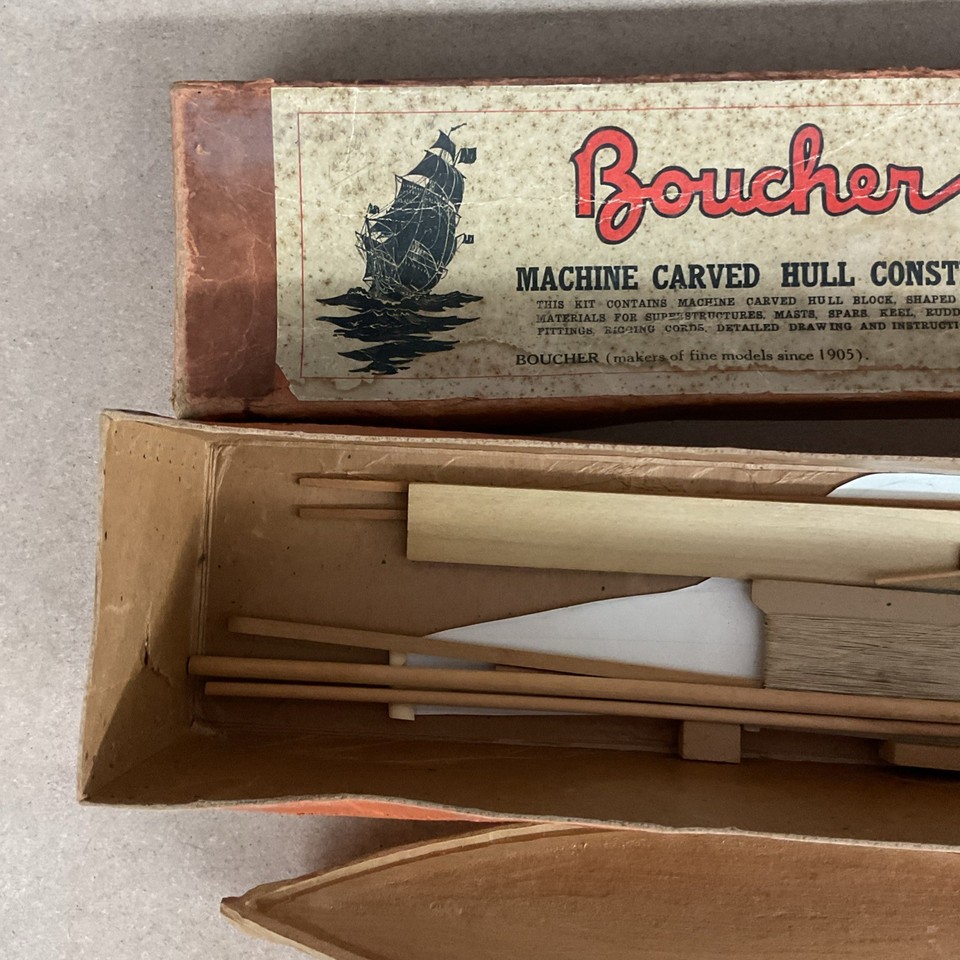 Vintage Boucher Scale Model Ships Puritan Machine Carved Hull Scale ...