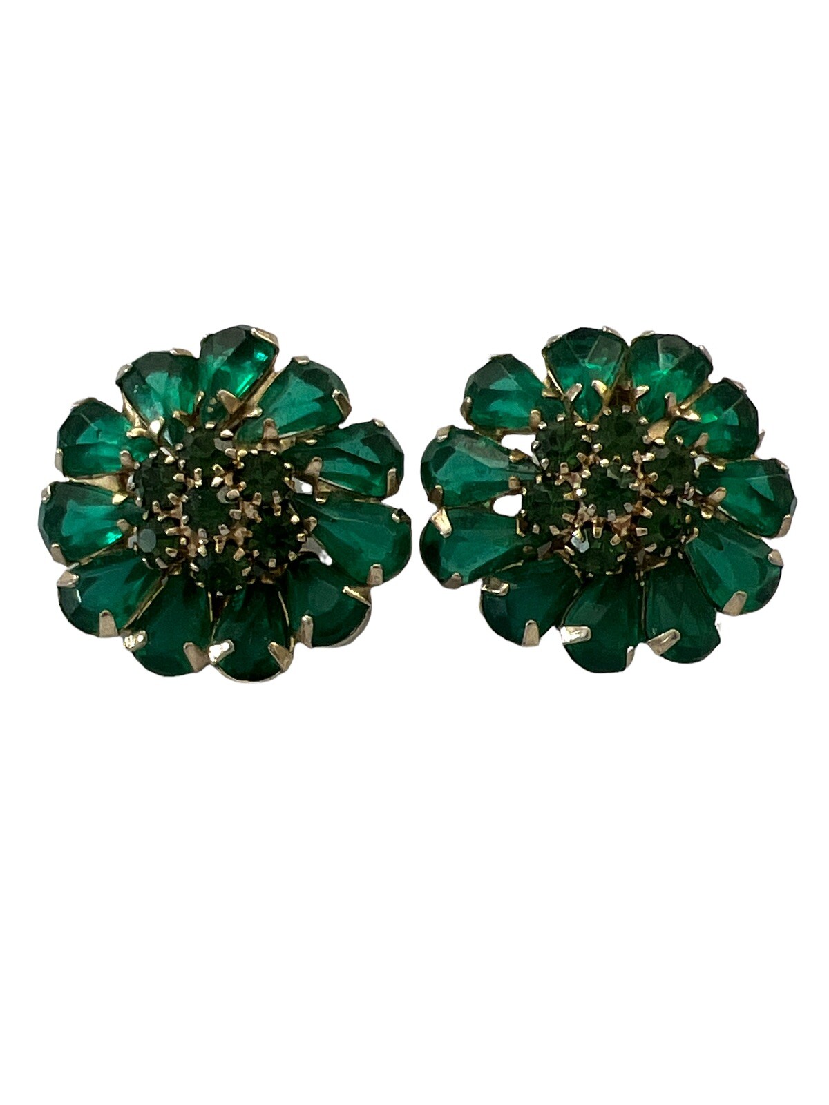 Signed Weiss Vintage Emerald Green Rhinestone Flower … - Gem