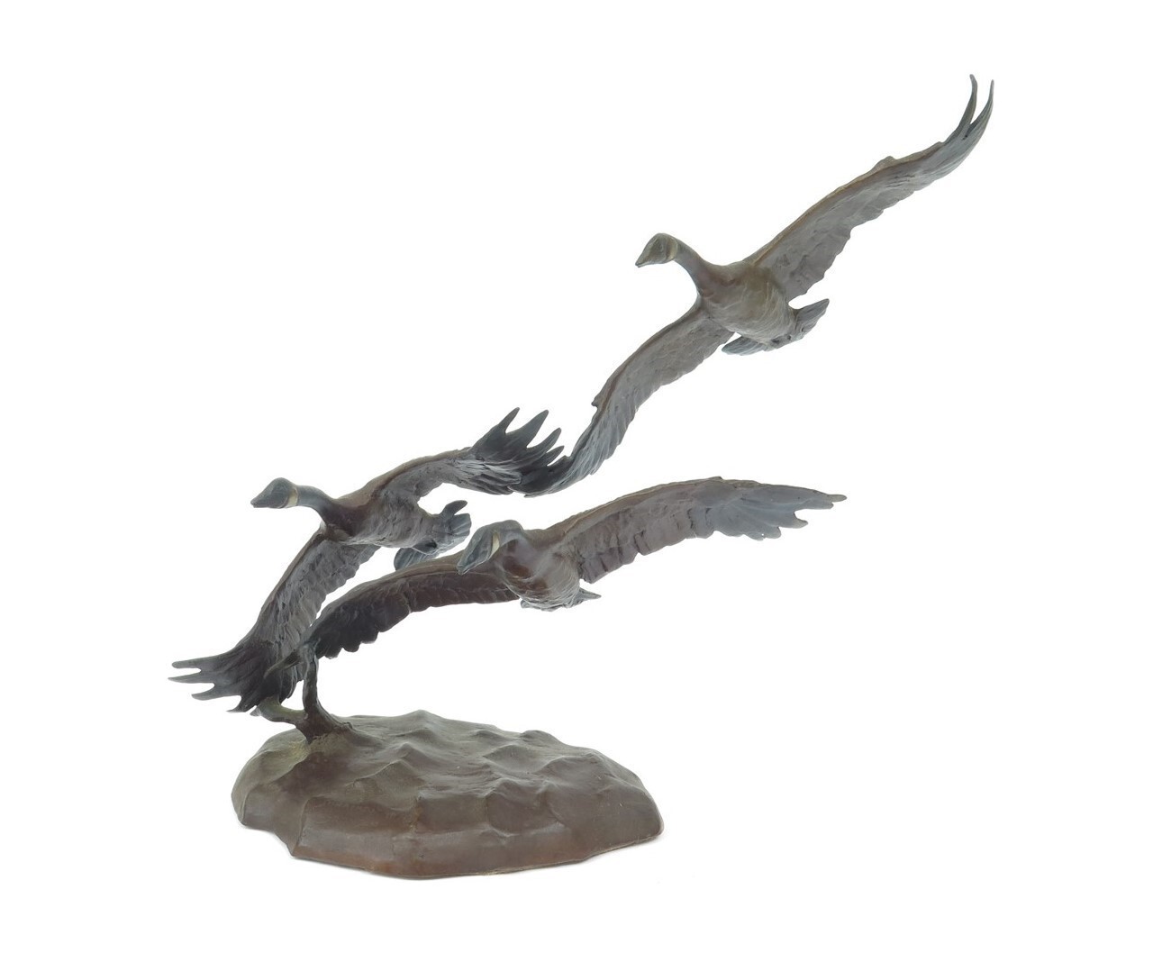 1983 Bronze Sculpture by Jonathan Bronson, "Autumn Flight" Canada Geese ...