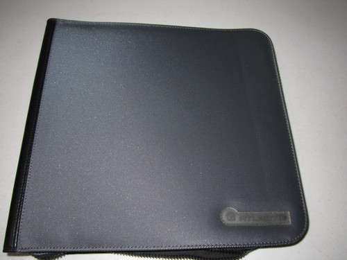 Atlantic Large Grey/Blk Leather CD DVD Game Holder Wallet Folder Holds ...