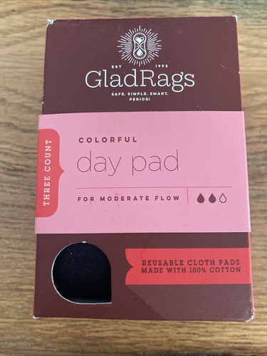 Glad Rags Reusable Menstrual Colorful Day Cotton Pads (Black) - 3 Pack ...