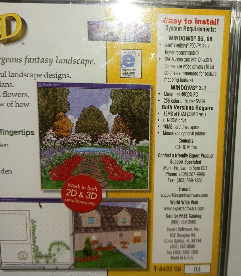 Landscape Design 3D Vintage CD ROM Software NWT Expert 1999 Windows 95 ...