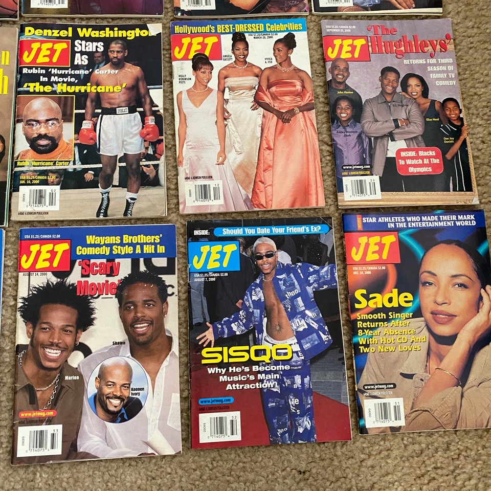 VTG Lot of 20 Jet Magazines 2000 Puffy Combs, Janet Jackson, Wayans ...