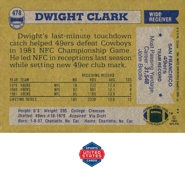 1982 Topps #478 Dwight Clark | eBay