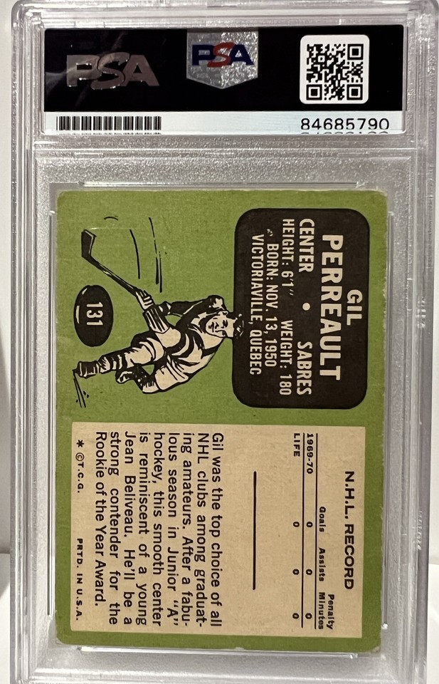 GILBERT PERREAULT 1970 Topps Rookie Buffalo Sabres Signed Auto ...