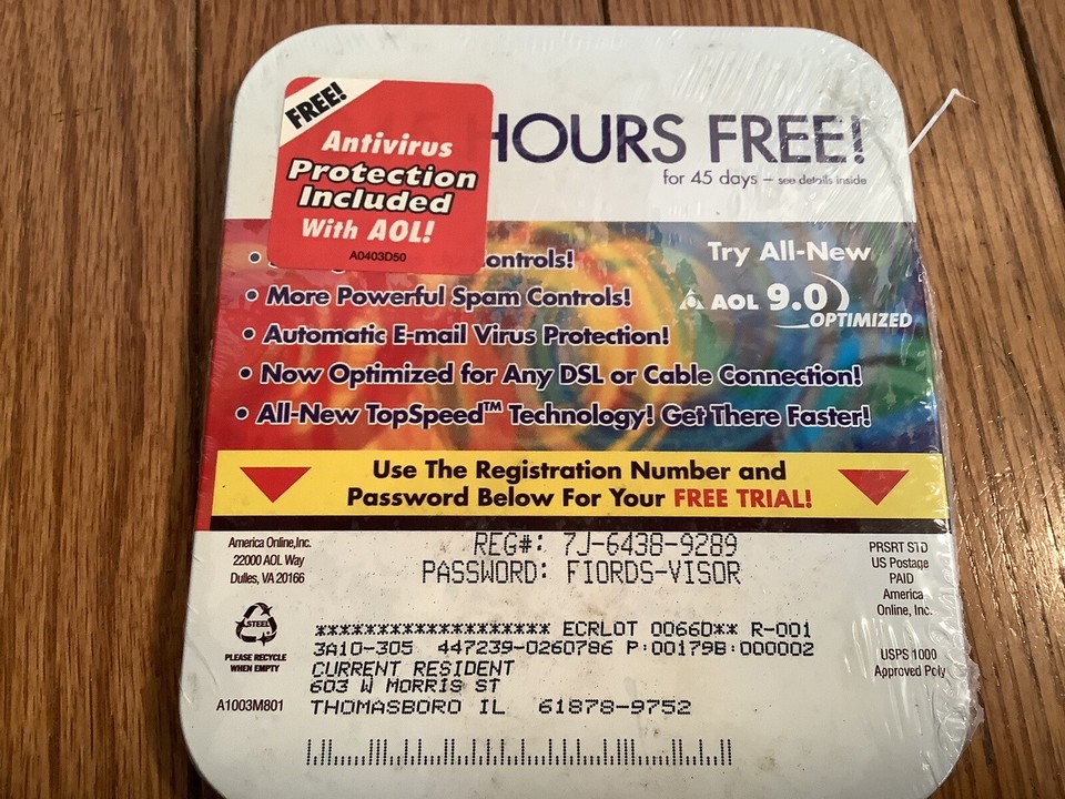 Vintage AOL 9.0 OPTIMIZED AMERICA ONLINE DISC in HARD CASE Computer ...