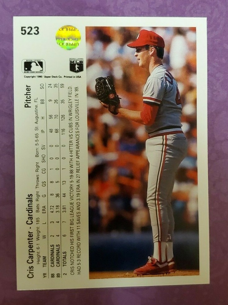 1990 Upper Deck - #523 Cris Carpenter for sale online | eBay