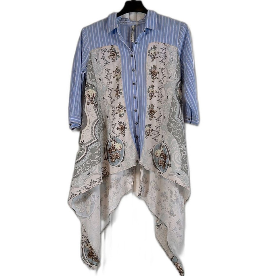 Aratta Silent Journey next media button down high low split tunic top ...