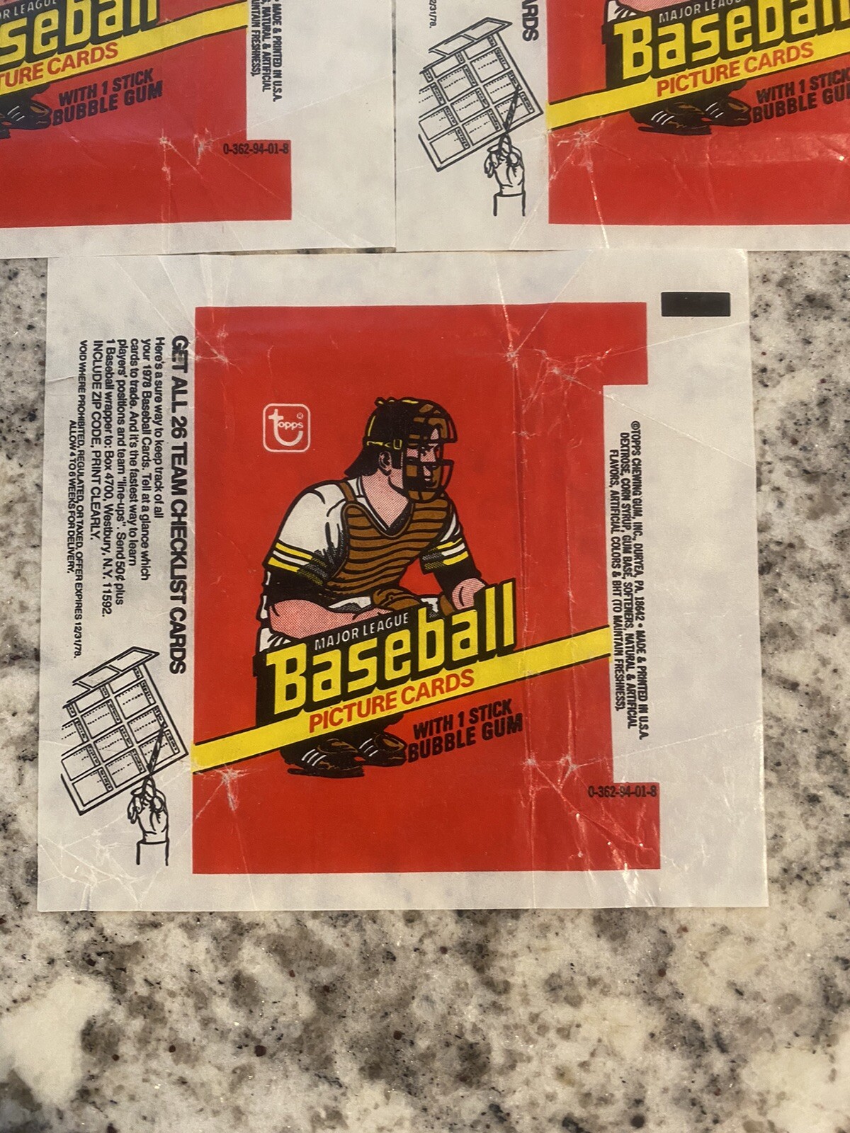 LOT OF 3 - 1978 TOPPS BASEBALL WAX PACK WRAPPER SUPER MINT CONDITION NO ...