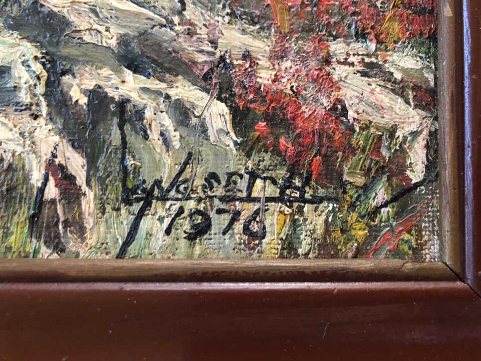 Vintage Impasto Oil Painting Forest Mountain Stream 1976 Signed Rustic ...