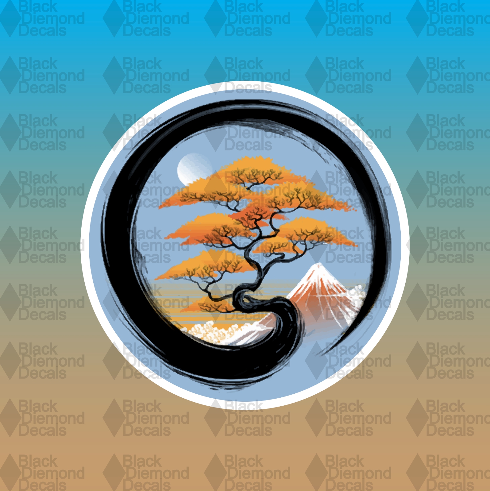 Enso Circle Moon Mountain Laptop Window Binder 4" Custom Vinyl Decal ...