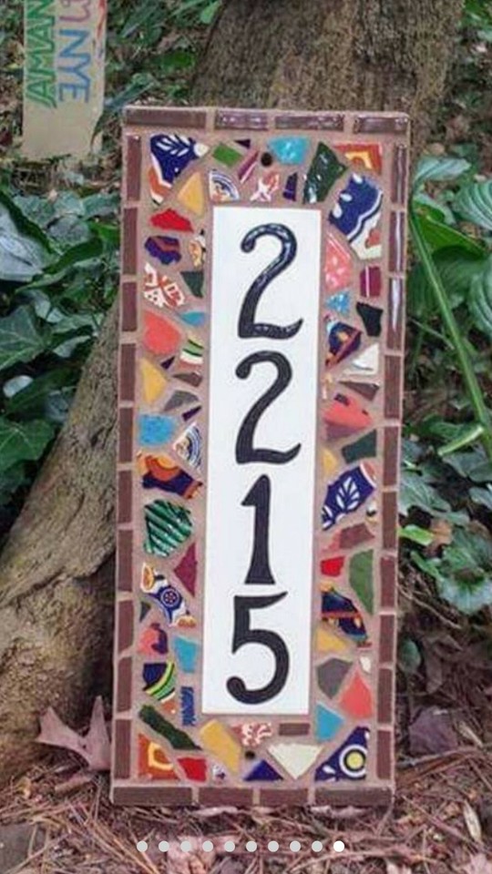 Custom TILE MOSAIC HOUSE NUMBER Address Sign NAME PLAQUE Mosaic Art ...