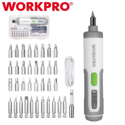 WORKPRO 4V Electric Screwdriver Rechargeable Cordless Screwdriver Set ...