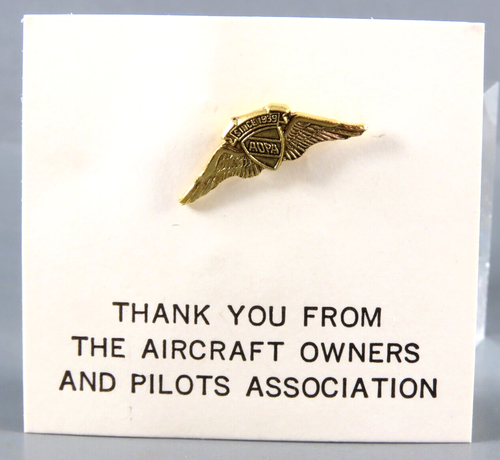 AIRCRAFT OWNERS & PILOTS ASSOCIATION Gold Tone Tie Tack Lapel Hat Pin ...