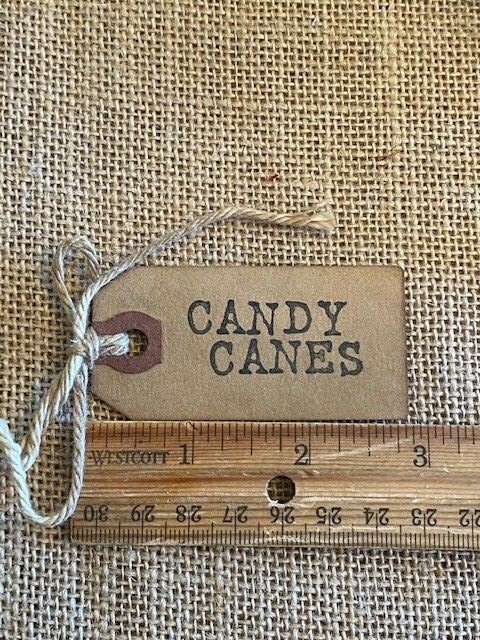 12 Primitive 6" BARN RED SMALL CHECK Fabric Candy Canes Christmas ...